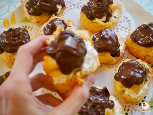 Chocolate and cream choux puffs - The Gluten Free Greek
